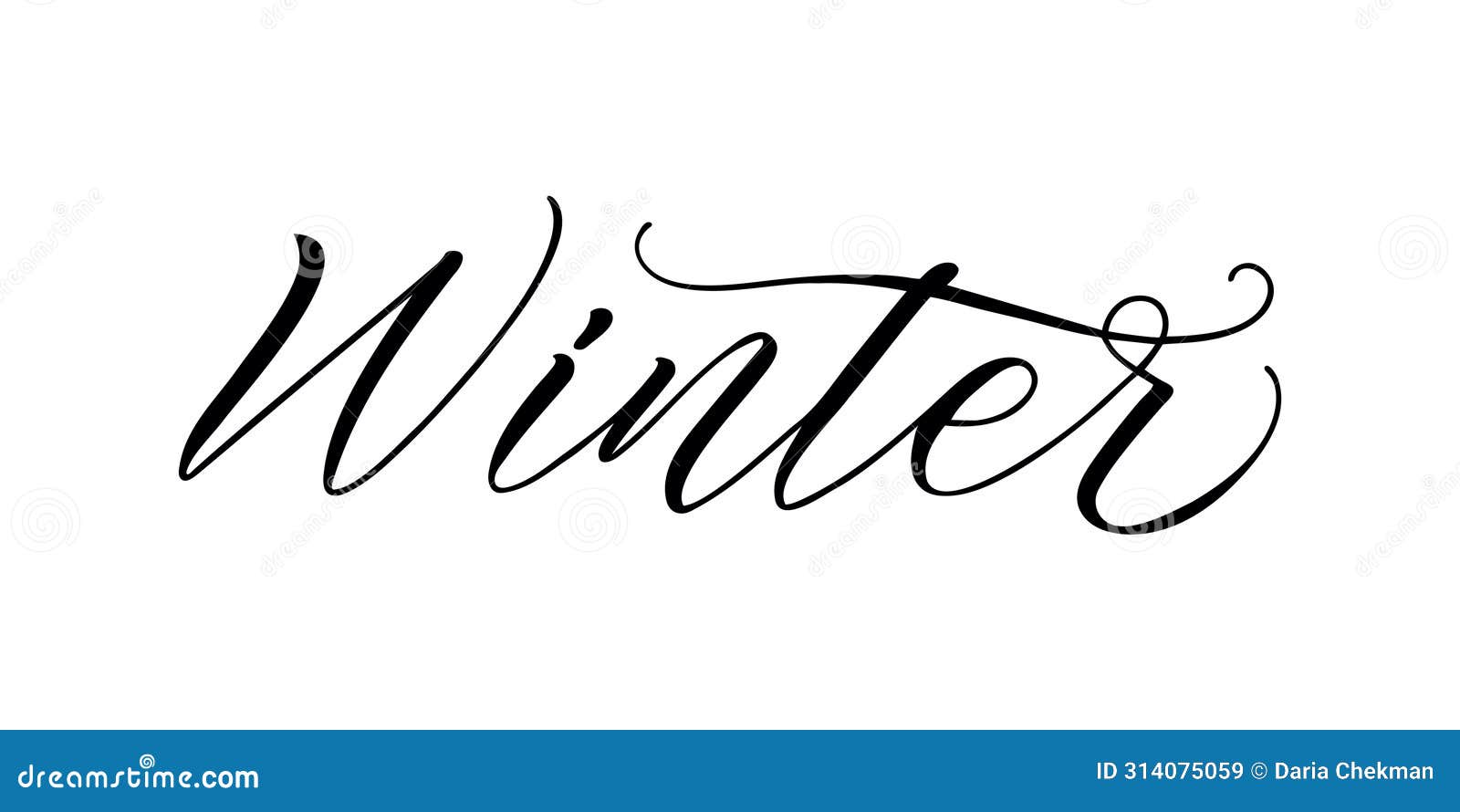 Winter - Handwritten Text in Calligraphic Style on a White Background ...