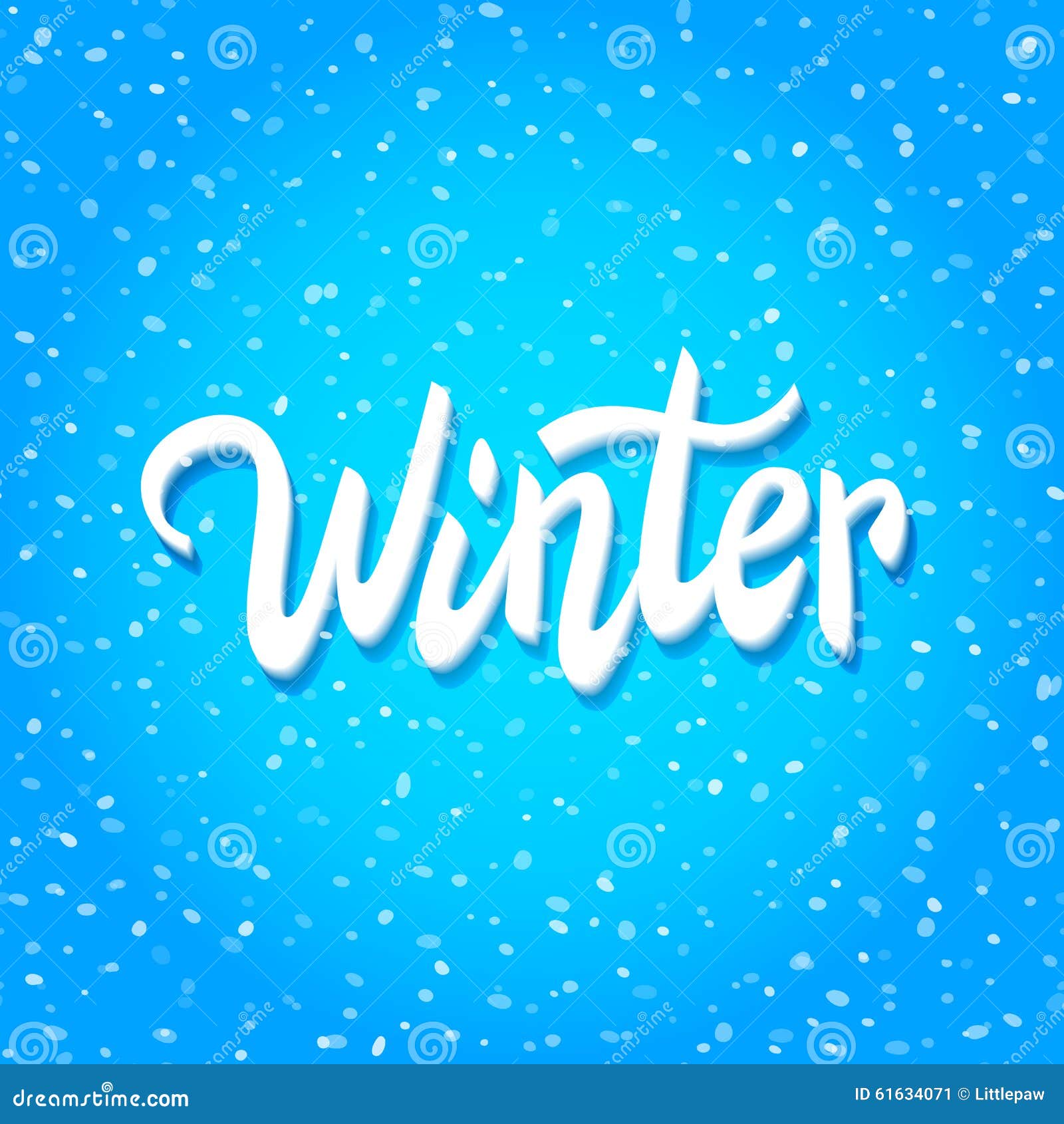 Winter Handwritten Text on Snow Background, Banner, Vector Illustration ...