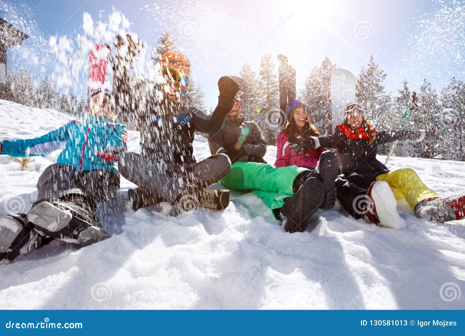 Winter Happiness Enjoying in Snow Stock Image - Image of skiing, enjoy ...