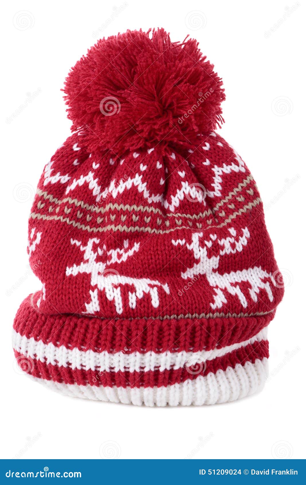 Winter Hat, Red Bobble or Ski Hat Isolated on White Vertical Stock ...