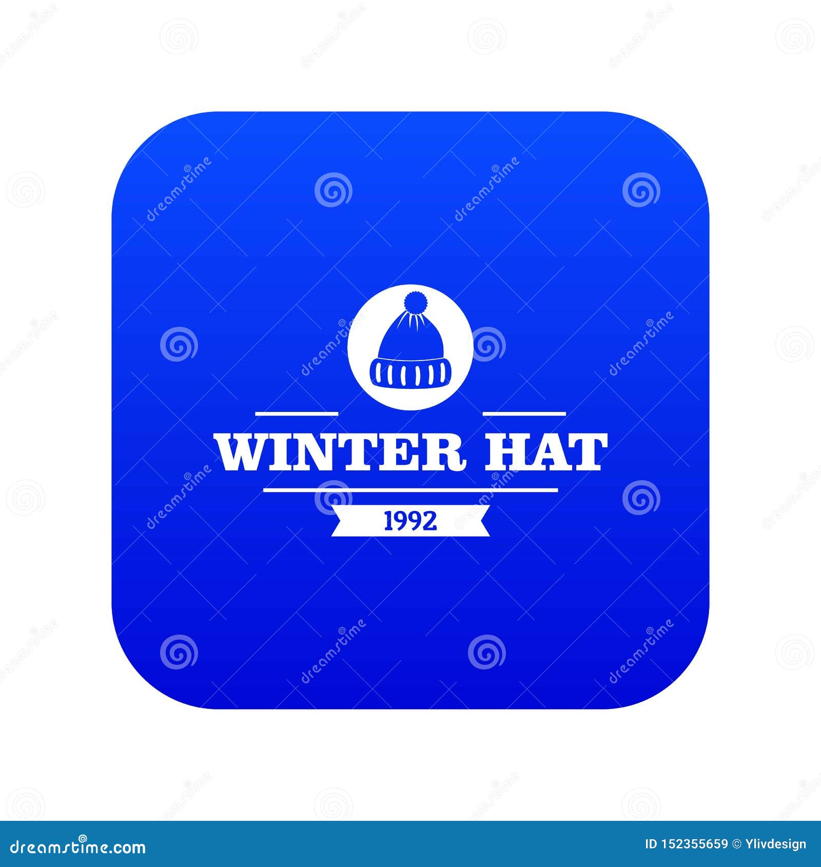 Winter Hat Icon Blue Vector Stock Vector - Illustration of head, bonnet ...