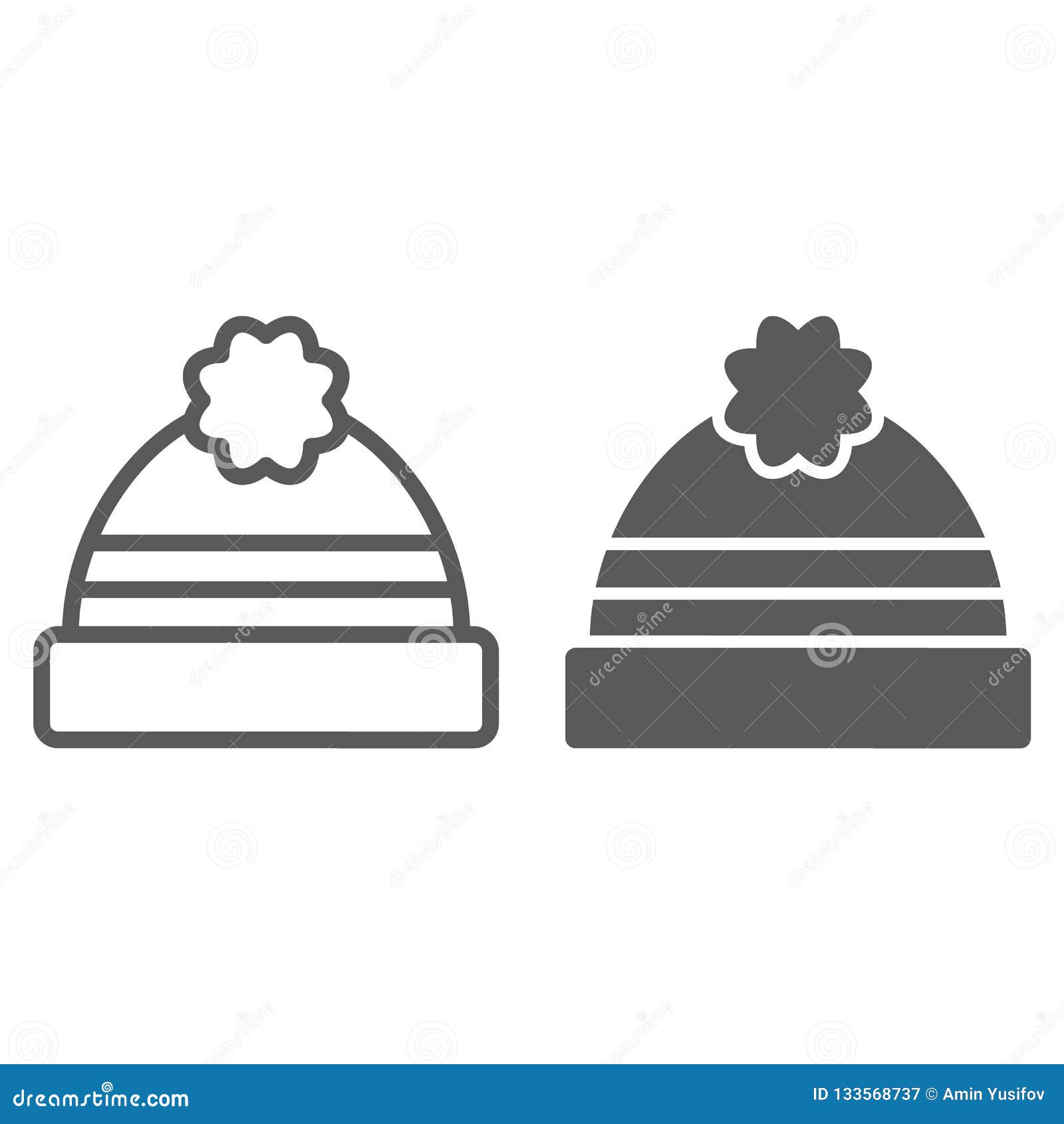 Winter Hat Line and Glyph Icon, Clothing and Warm, Cap Sign, Vector ...
