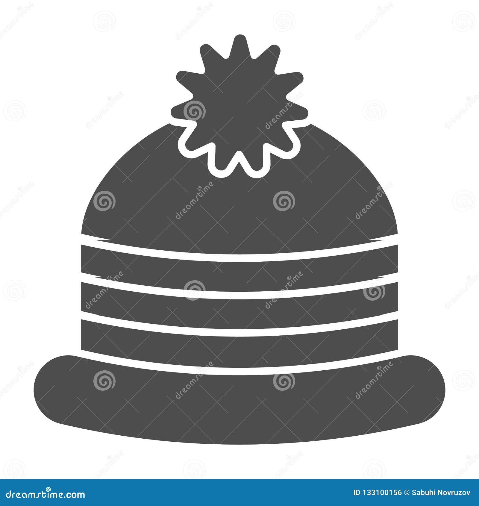 Winter Hat Solid Icon. Winter Cap Vector Illustration Isolated on White ...