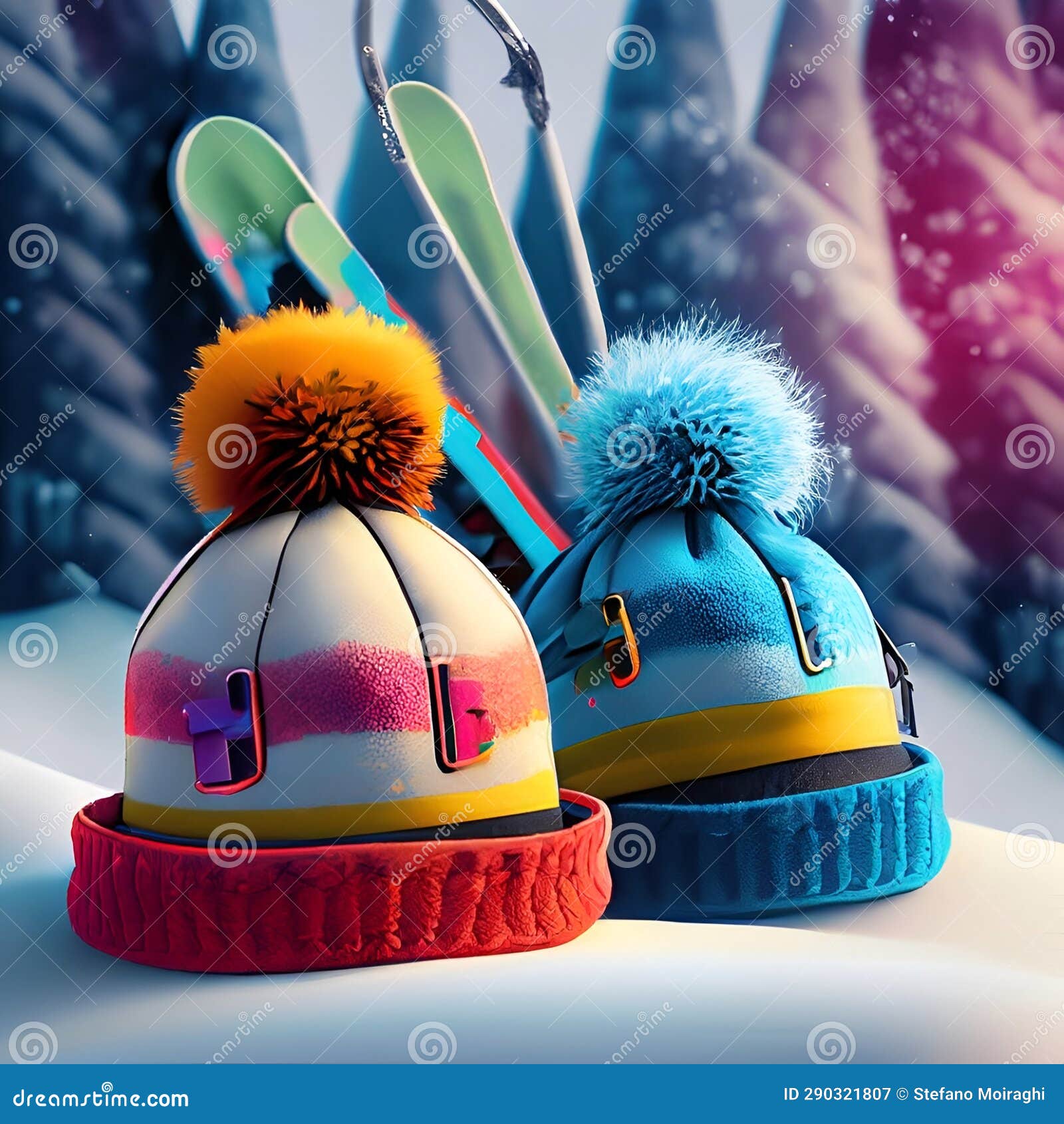 Winter Hats on the Snow , Mountain Outfit Stock Image - Image of snow ...