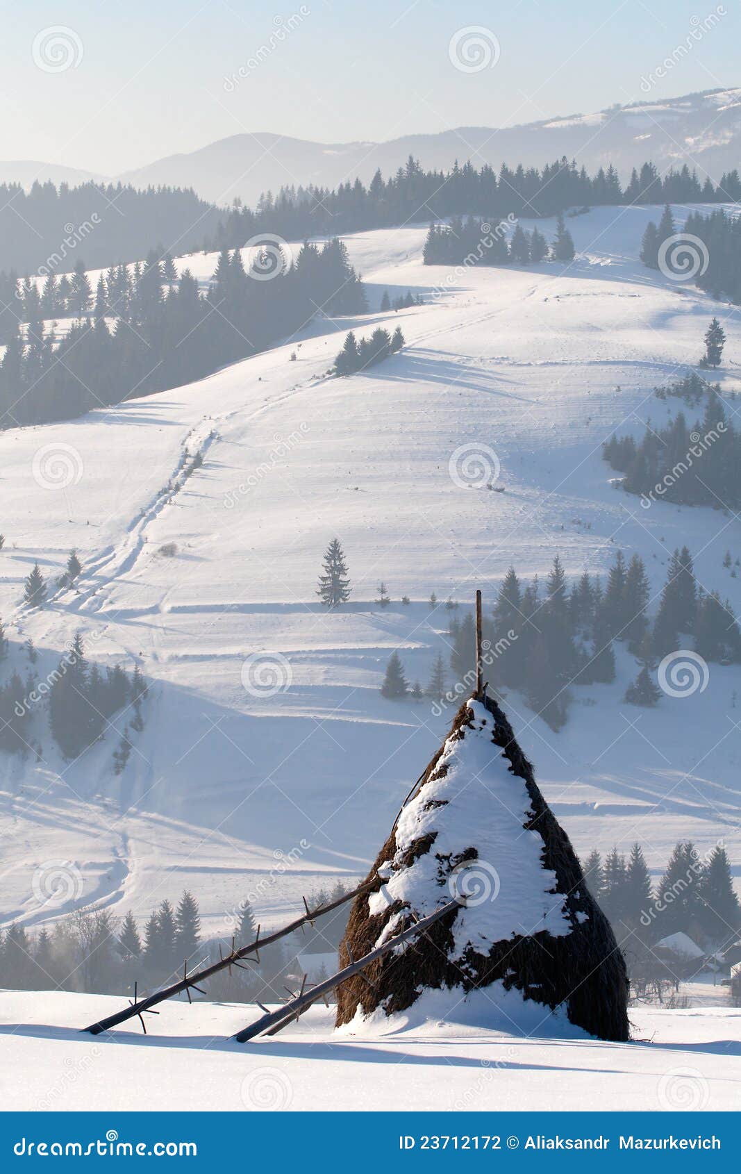 Winter Haystack in Carphatian Mountains Stock Photo - Image of ...