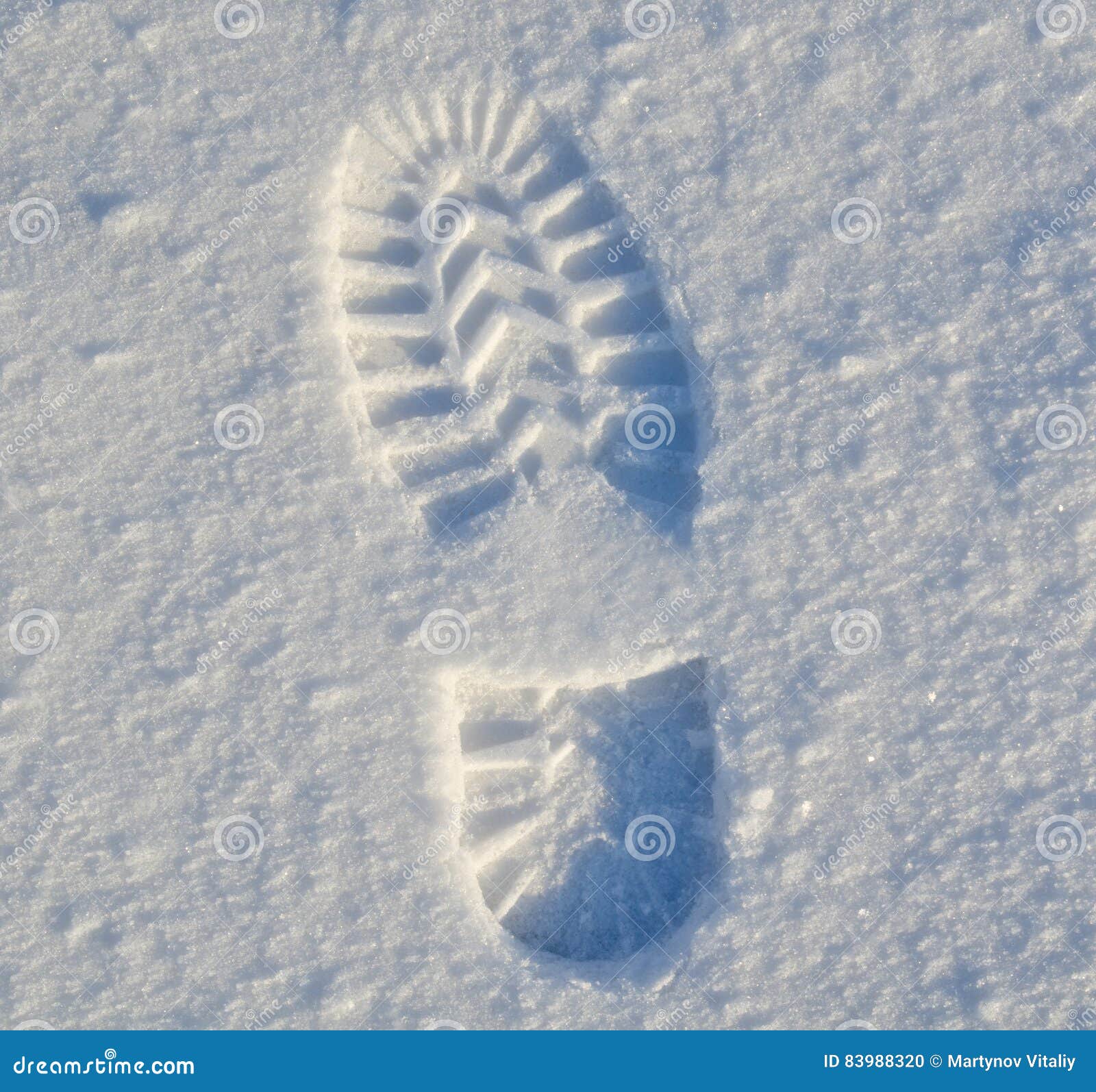 Winter High Boot Footprint on the First Snow Stock Photo - Image of ...