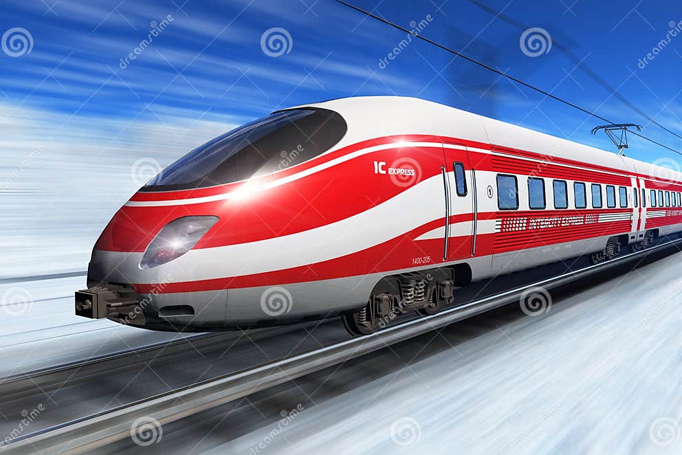 Winter high speed train stock illustration. Illustration of platform ...