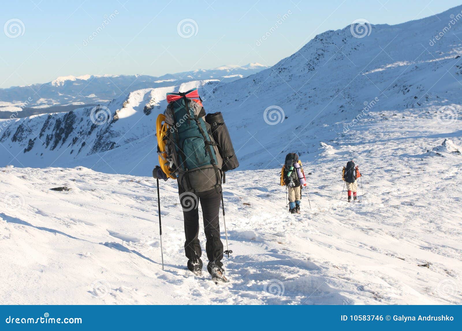 Winter hike stock photo. Image of backpacker, holiday - 10583746