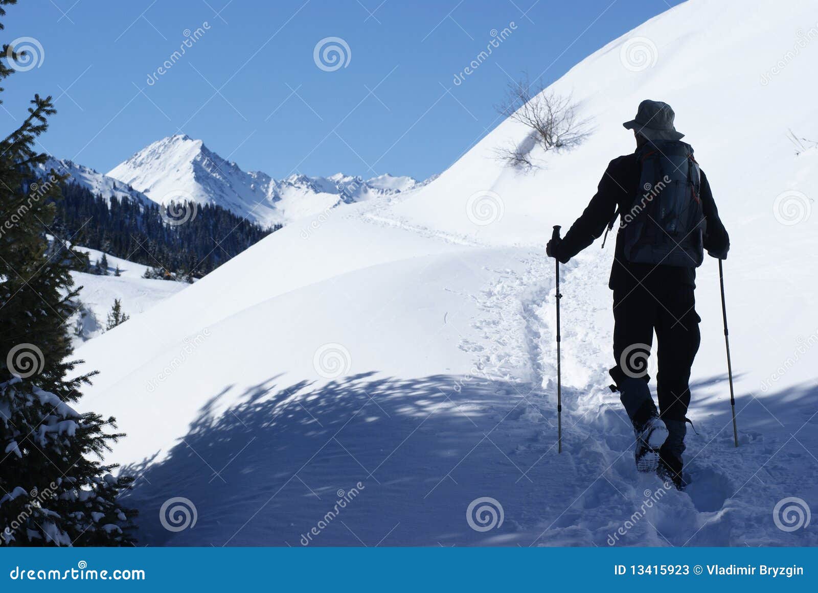 Winter hiking stock image. Image of color, person, cheerful - 13415923