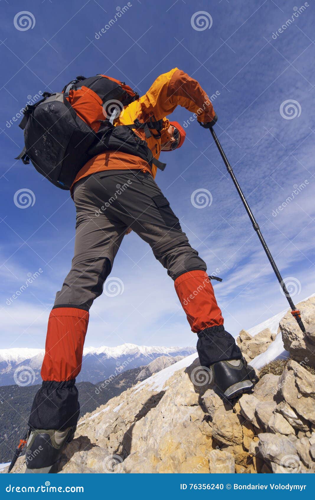 Winter Hiking in the Mountains with a Backpack. Stock Photo - Image of ...