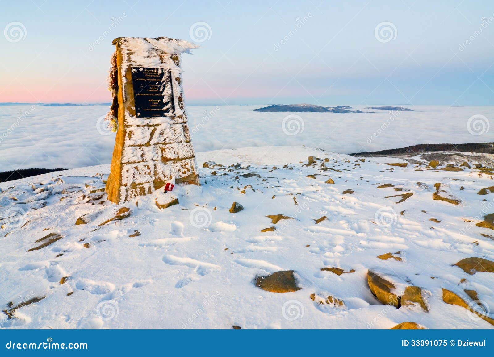 Winter hill scene stock image. Image of mist, foggy, hill - 33091075