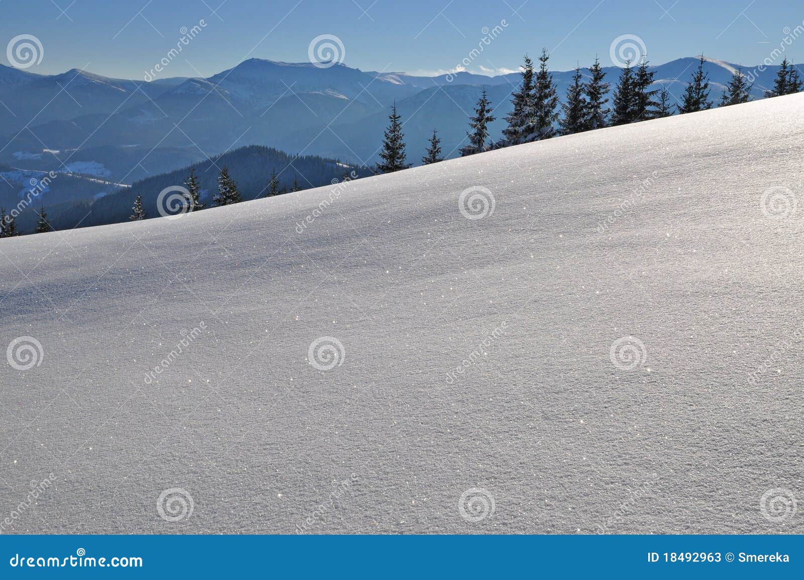Winter on a hillside stock image. Image of mountains - 18492963