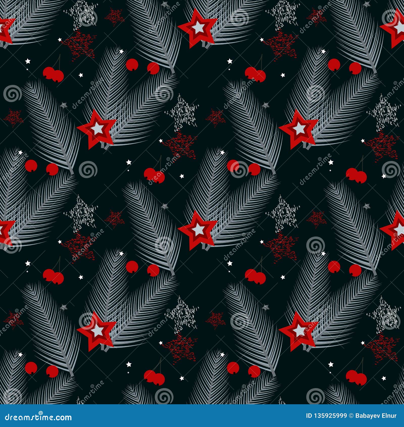 Winter Holiday Seamless Pattern on Black. Festive Christmas Symbols ... Winter Holiday Seamless Pattern on Black. Festive Christmas Symbols ...