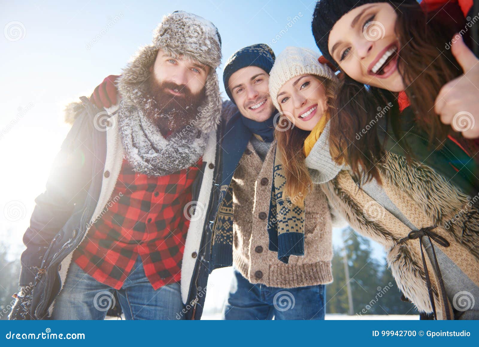 Winter holiday stock photo. Image of embracing, outdoors - 99942700