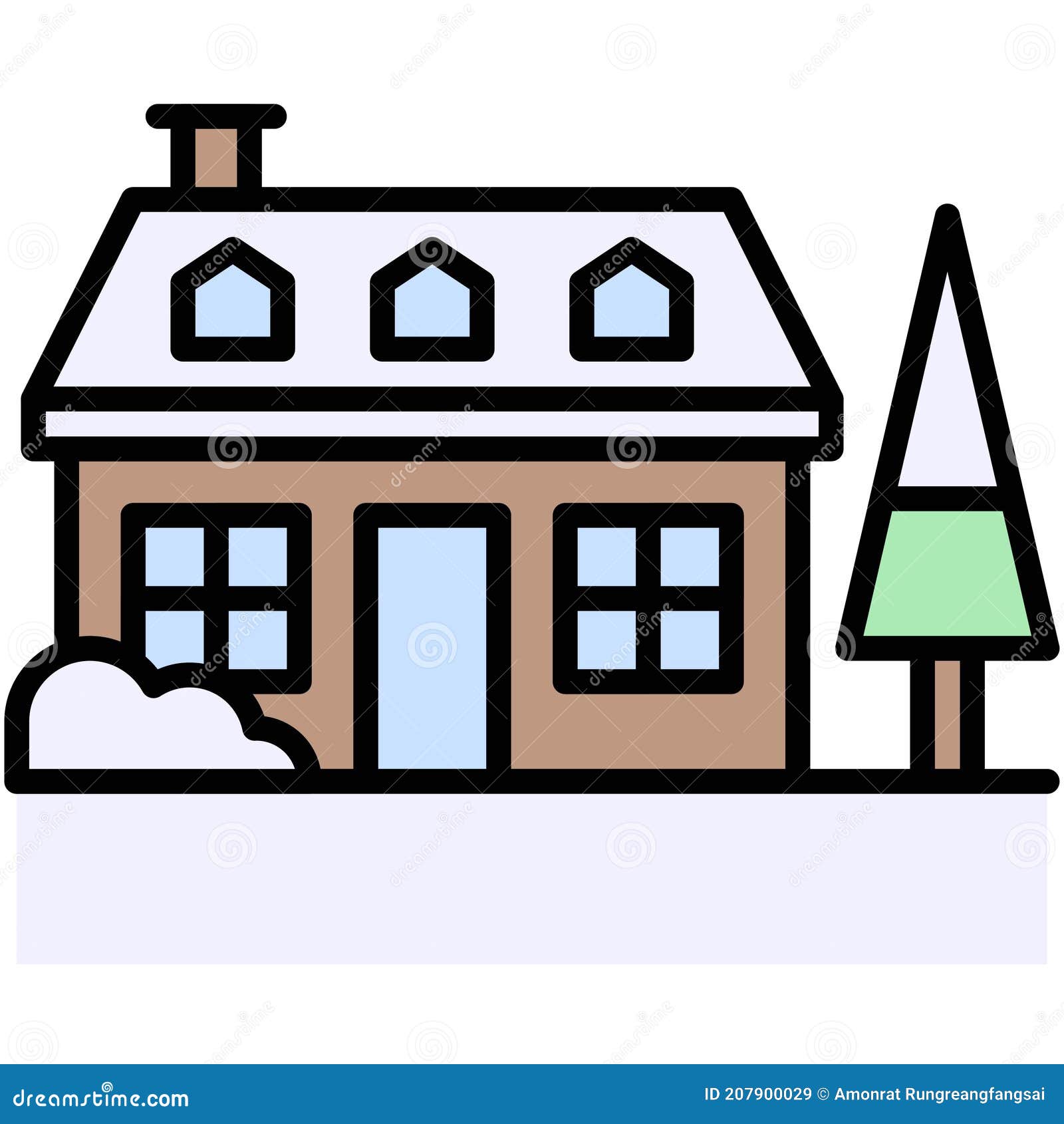 Winter House Icon, Winter City Related Vector Stock Vector ...