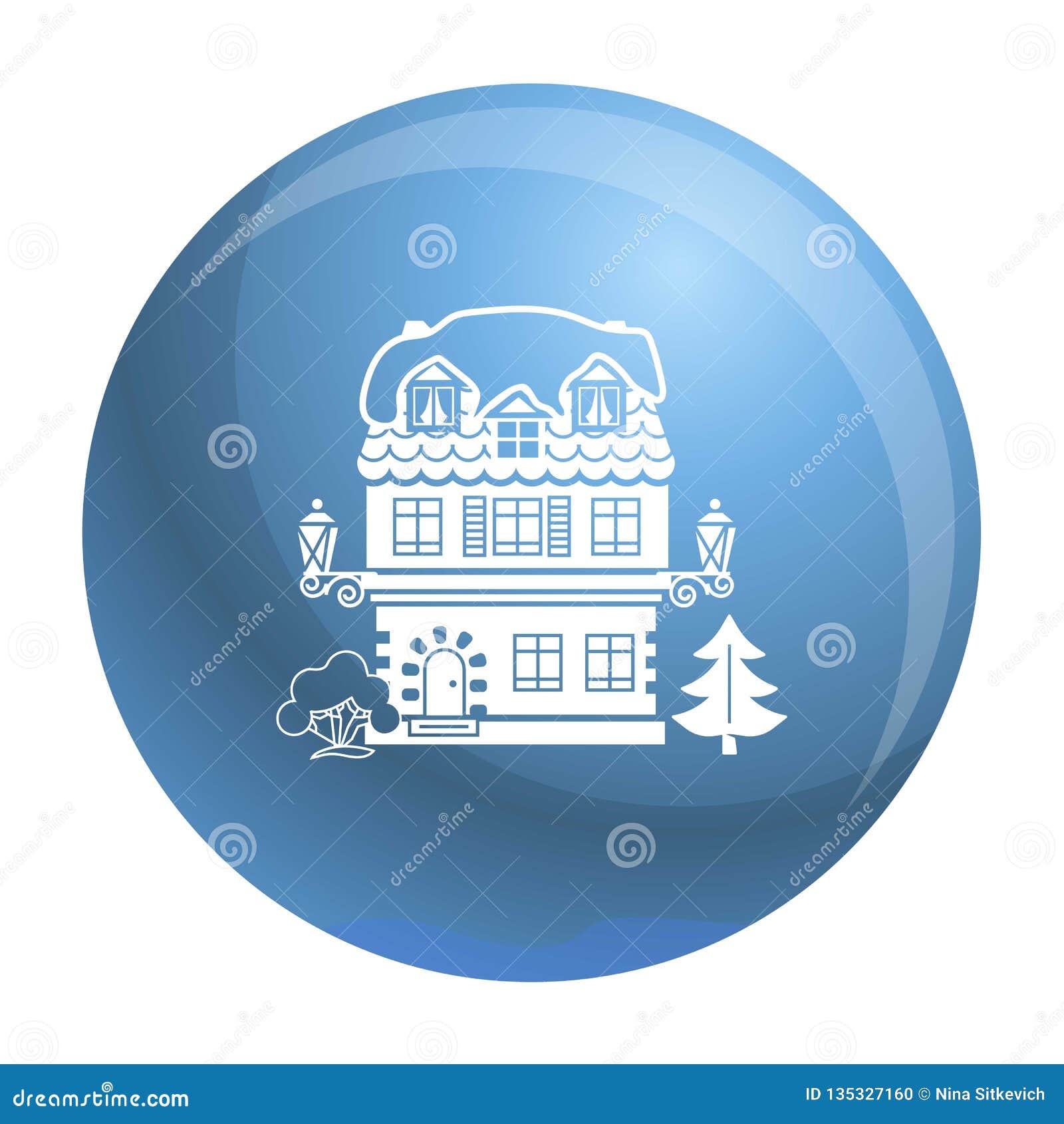 Winter House Icon, Simple Style Stock Vector - Illustration of panorama ...
