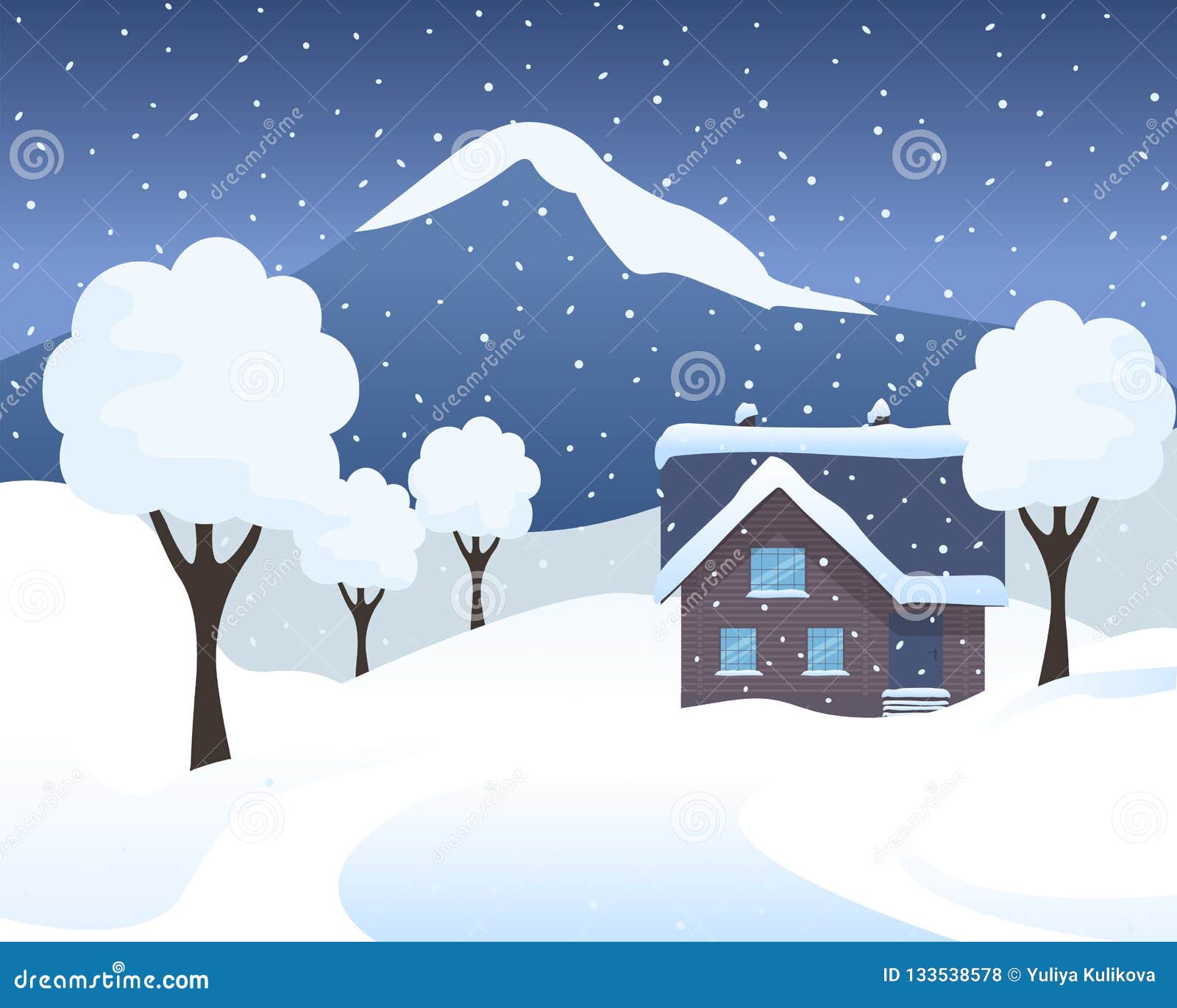 Winter House. Vector Illustration. Stock Vector - Illustration of ...
