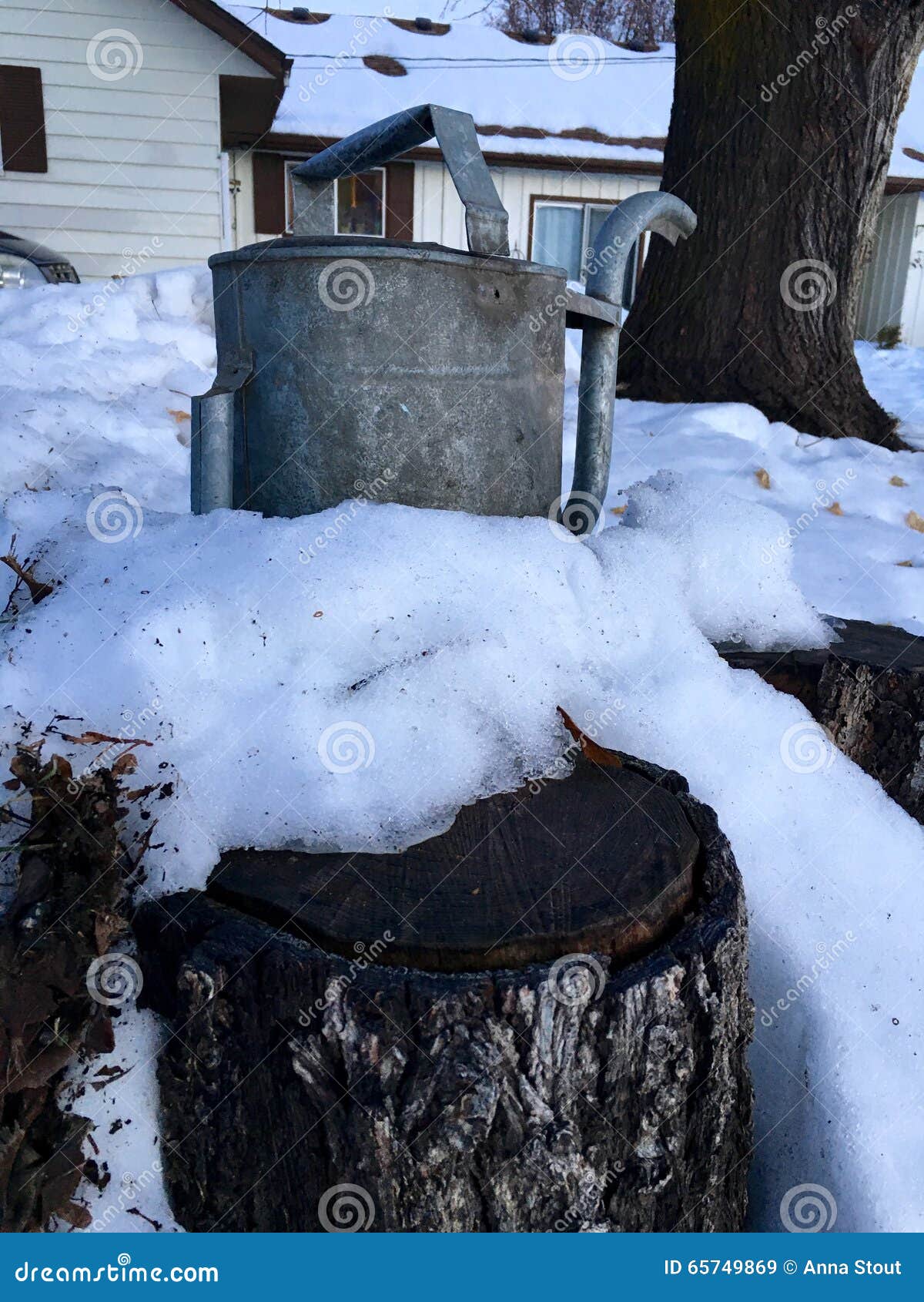 Winter house, water can stock image. Image of water, house - 65749869