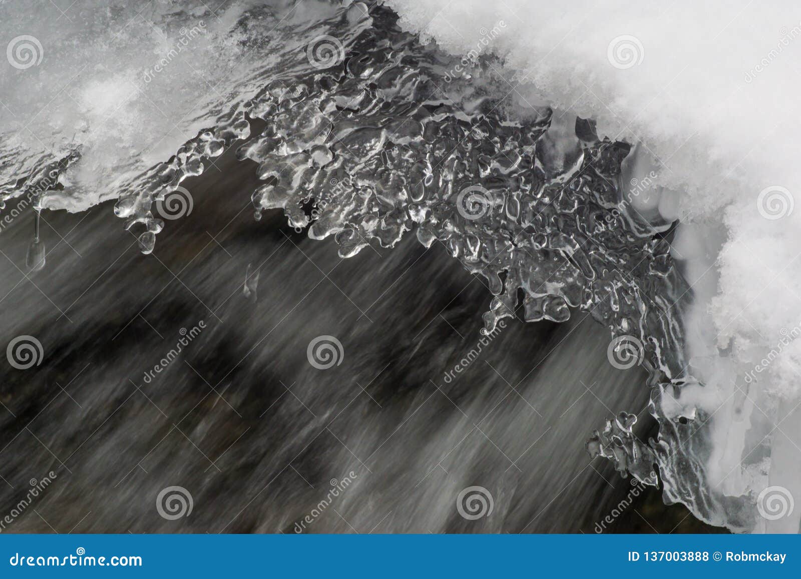 Winter Ice Crystals Cold Stream Water Flowing Stock Photo - Image of ...