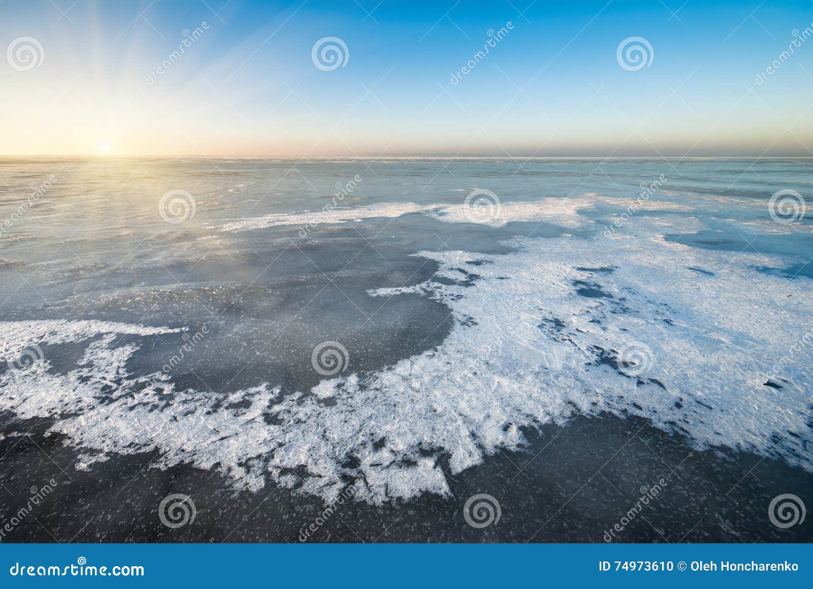 Winter ice landscape. stock photo. Image of light, morning - 74973610