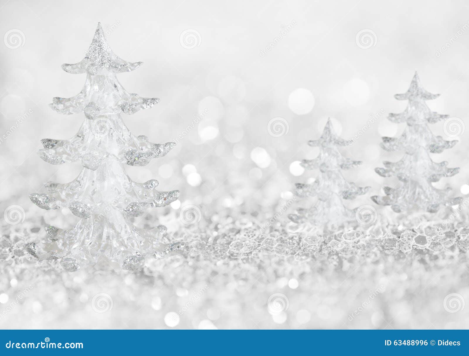 Winter Ice Trees Background with Abstract Lights Stock Photo - Image of ...