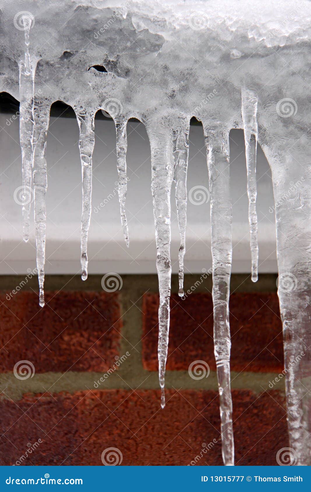 Winter Icicles and White Snow Stock Image - Image of cold, gutter: 13015777