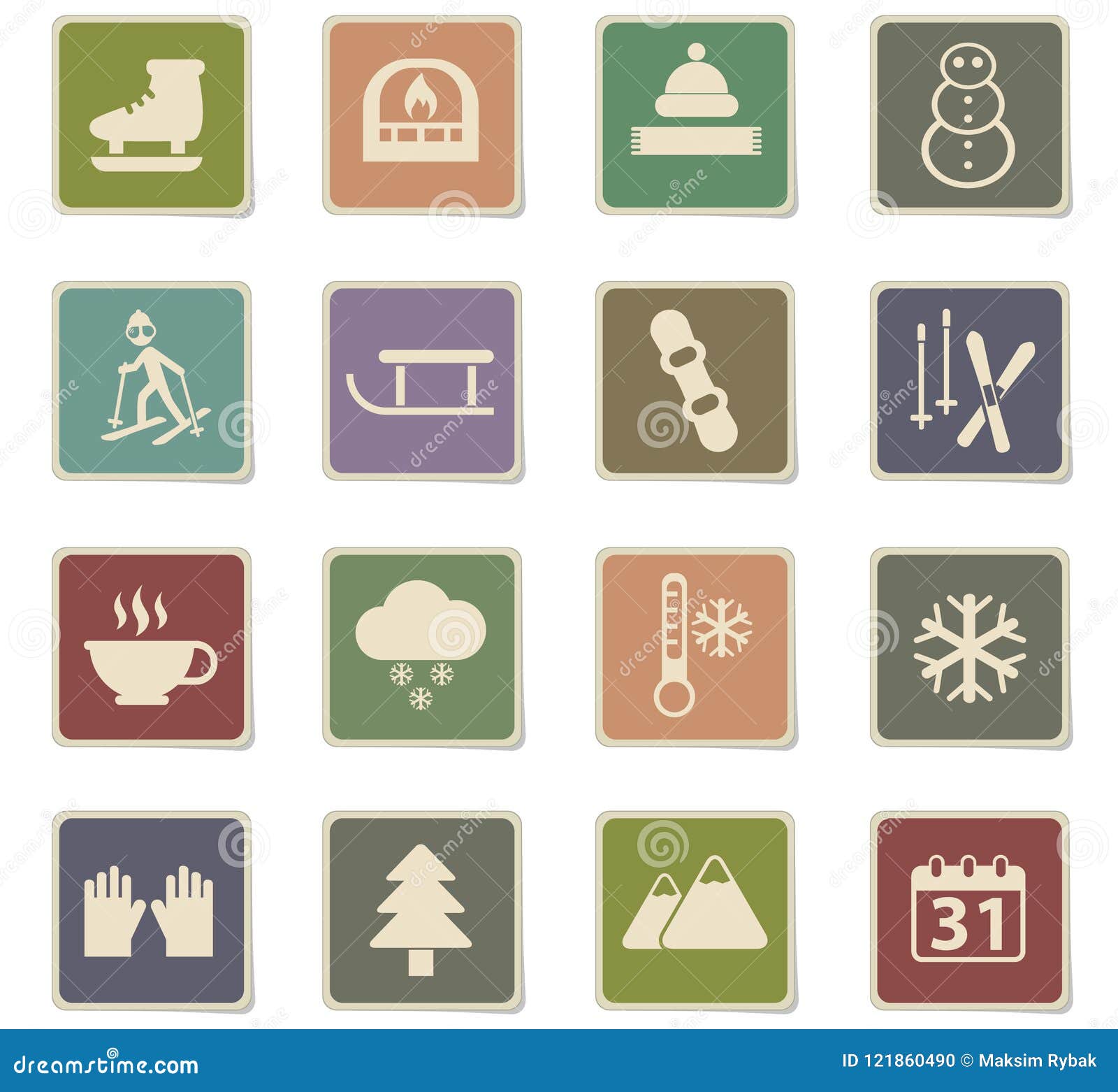 Winter icon set stock vector. Illustration of symbol - 121860490