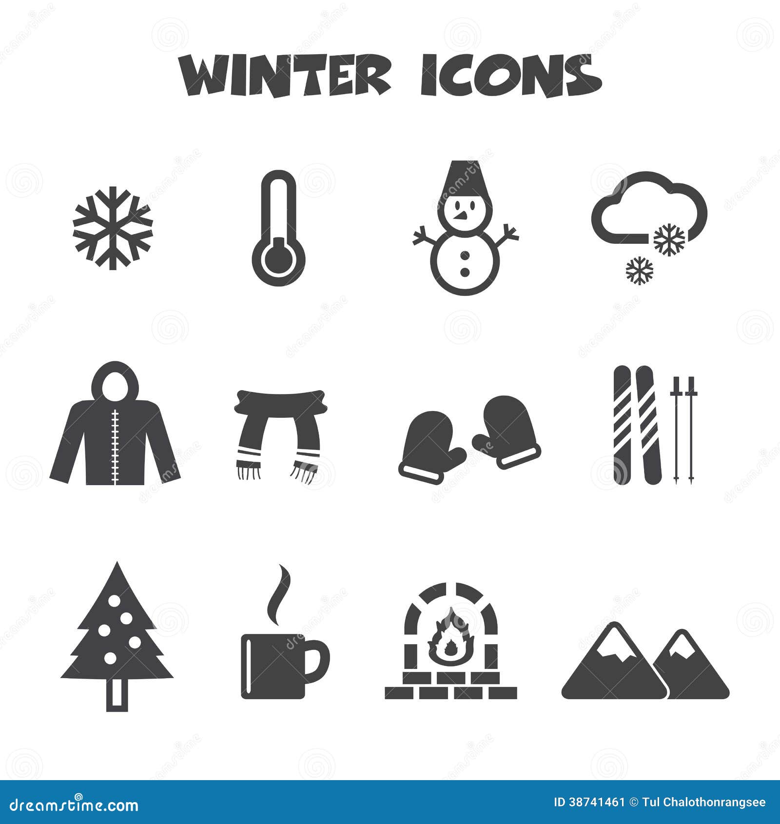 Winter icons stock vector. Illustration of cloud, coffee - 38741461