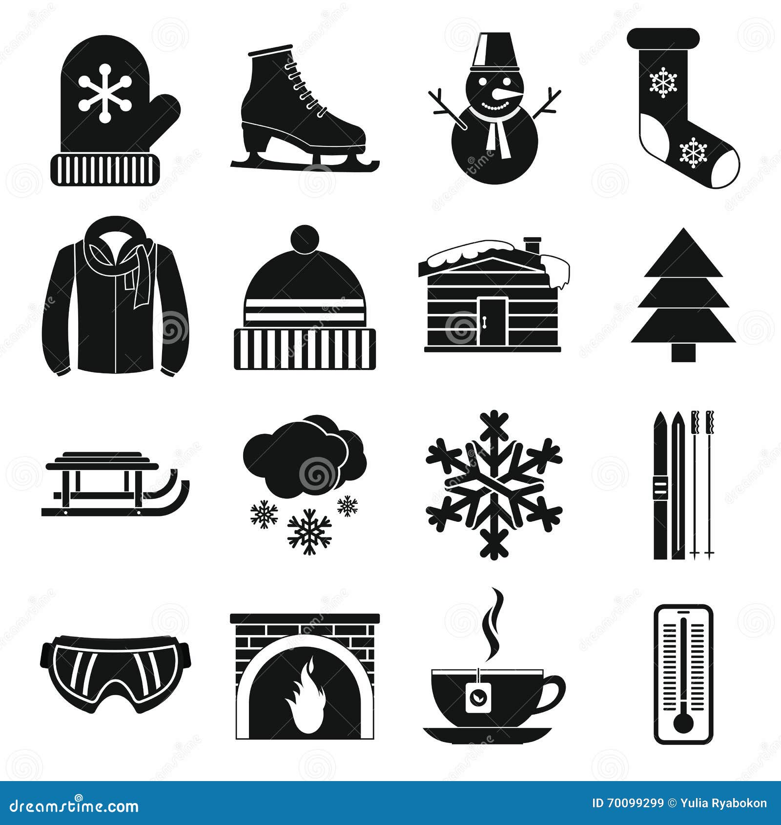 Winter Icons Set, Simple Style Stock Vector - Illustration of simple ...