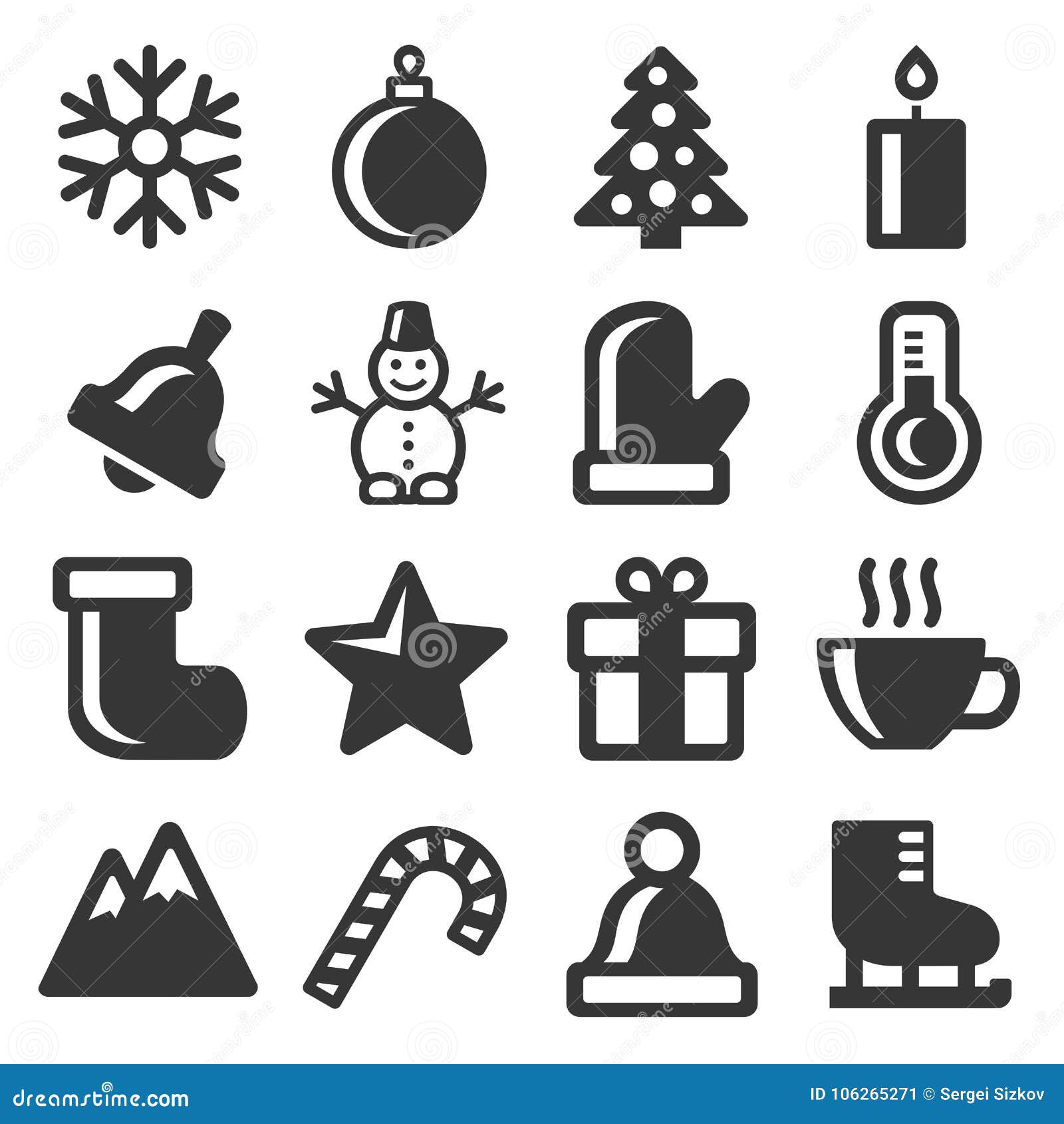 Winter Icons Set on White Background. Vector Stock Vector ...