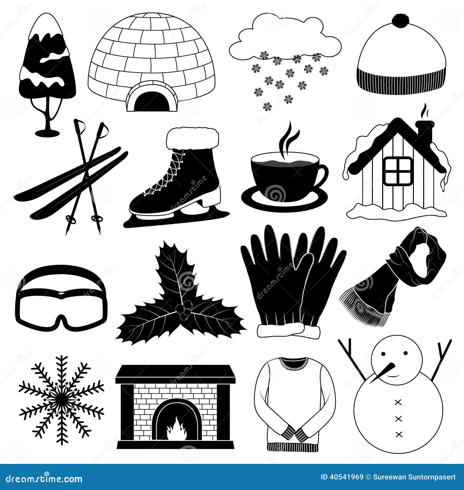 Winter Icons Vector Collection Stock Vector - Illustration of iceskate ...