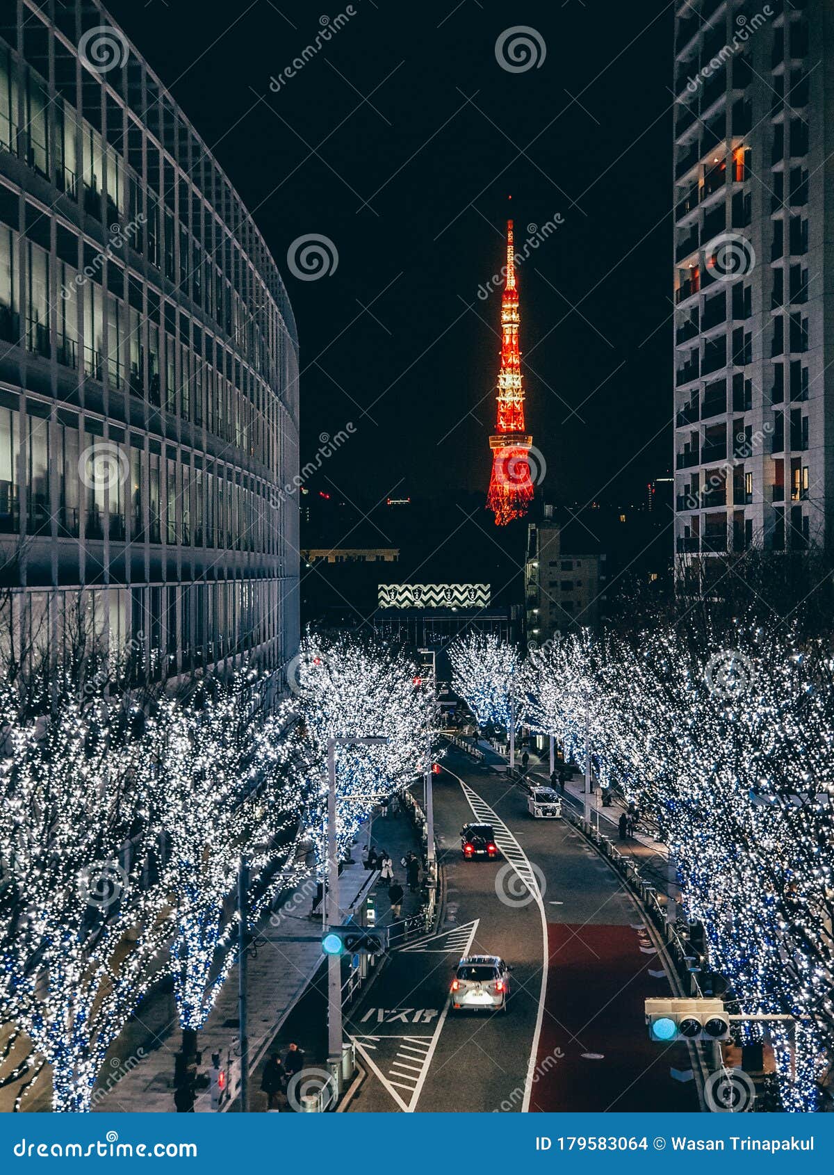 Winter Illumination on Tokyo Street Stock Photo - Image of metropolis ...