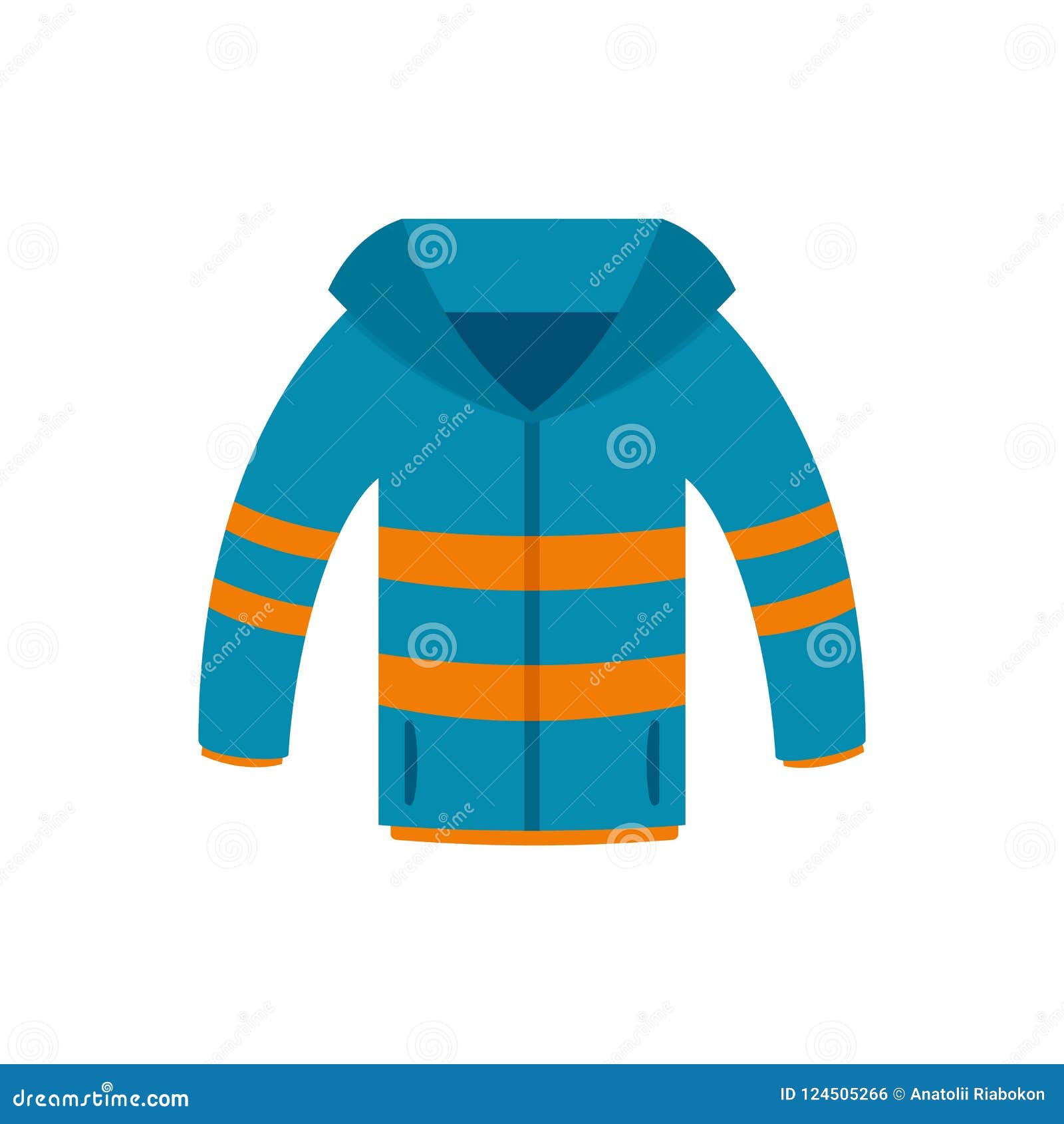 Winter Jacket Icon, Flat Style Stock Illustration - Illustration of ...