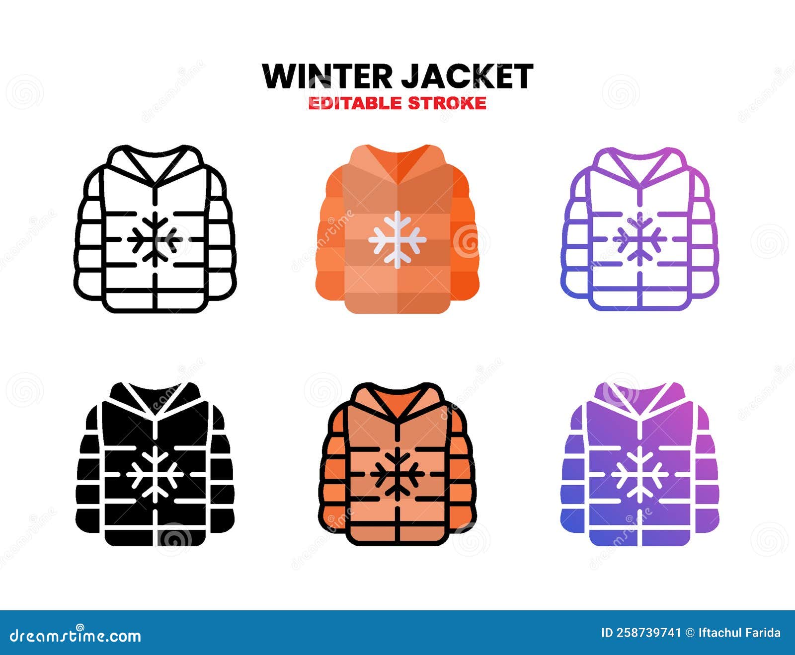 Winter Jacket Icon Set with Different Styles. Stock Vector ...