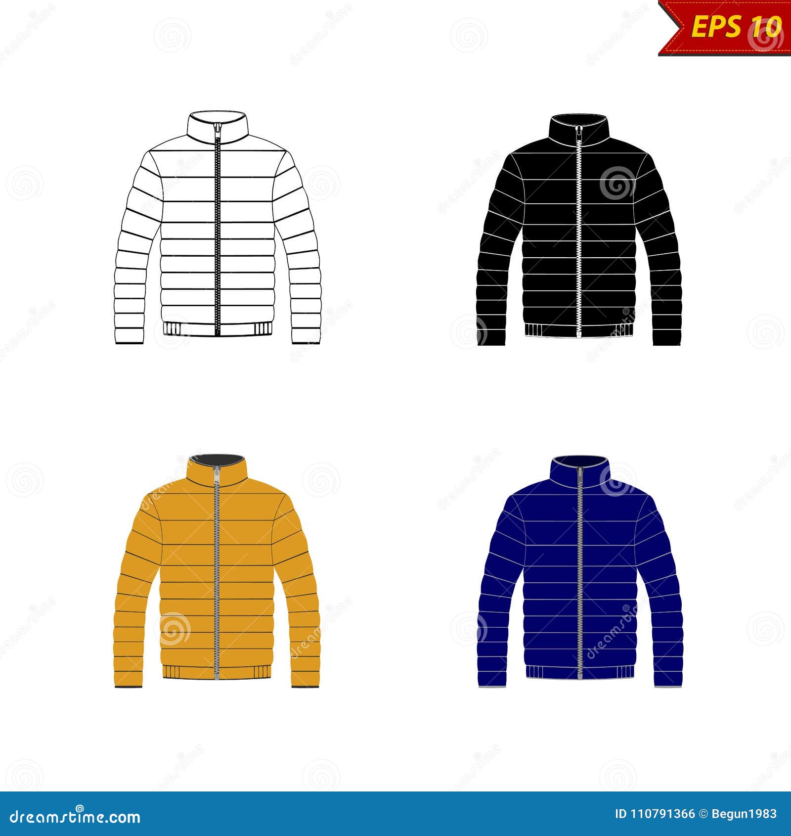 Winter Jacket Vector Illustration On White Background Stock Vector