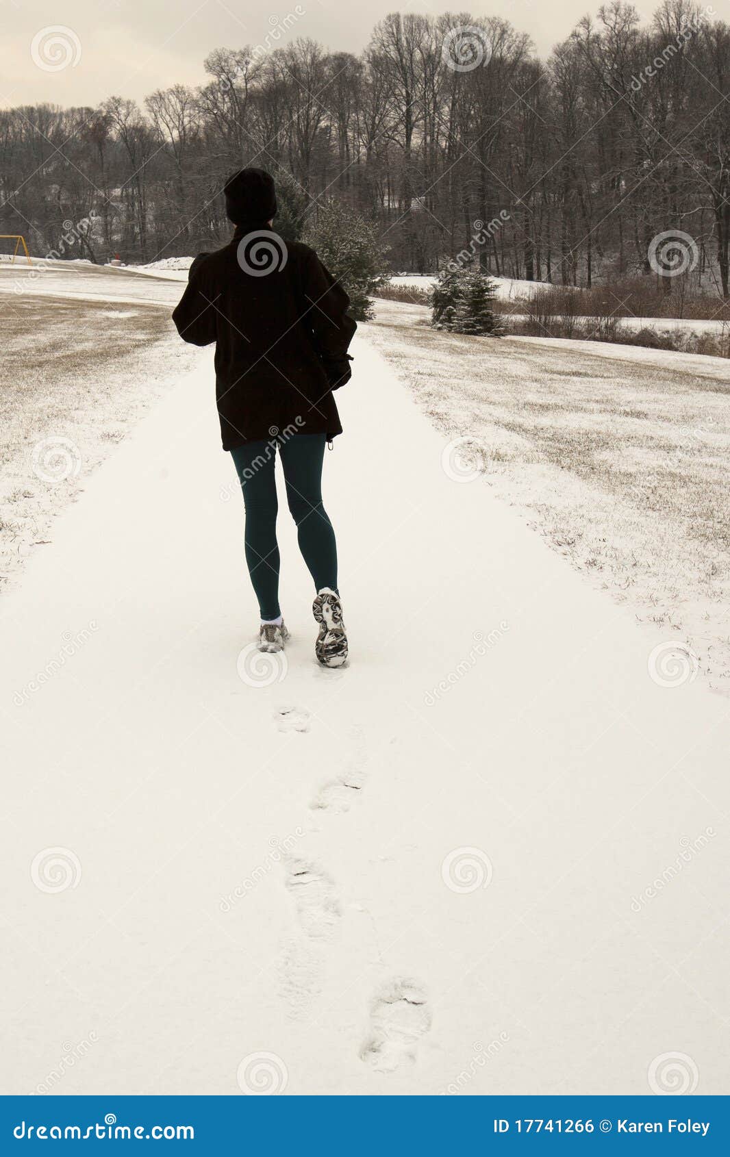 Winter Jogger rear view stock photo. Image of health - 17741266