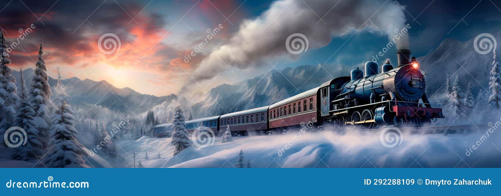 Winter Journey Aboard an Enchanted Train, Winding through a Realm Stock ...