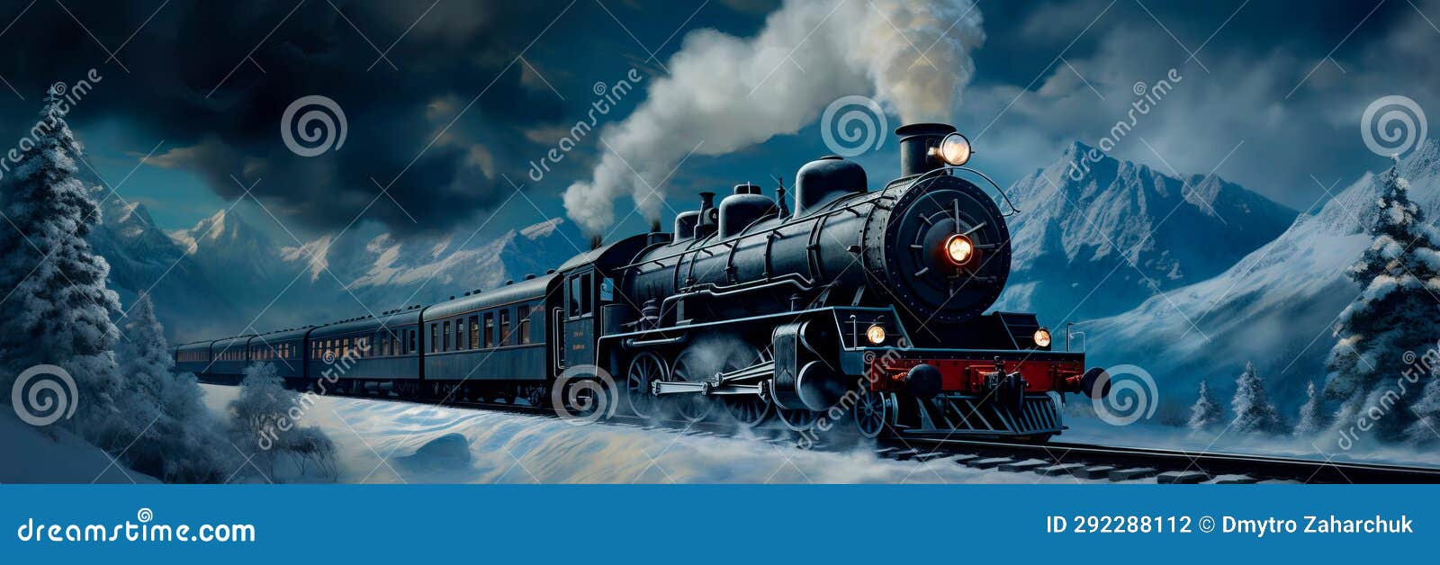 Winter Journey Aboard an Enchanted Train, Winding through a Realm Stock ...