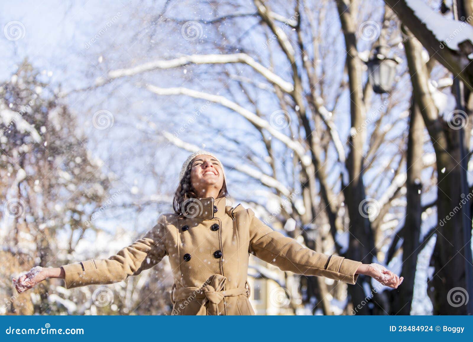 Winter joy stock photo. Image of cute, flake, girl, pretty - 28484924
