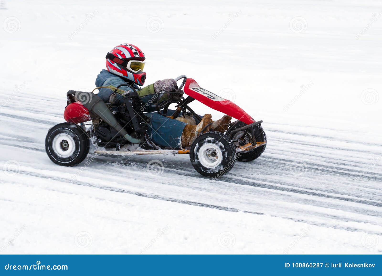 Winter Karting Competition on the Ice Stock Image - Image of equipment ...