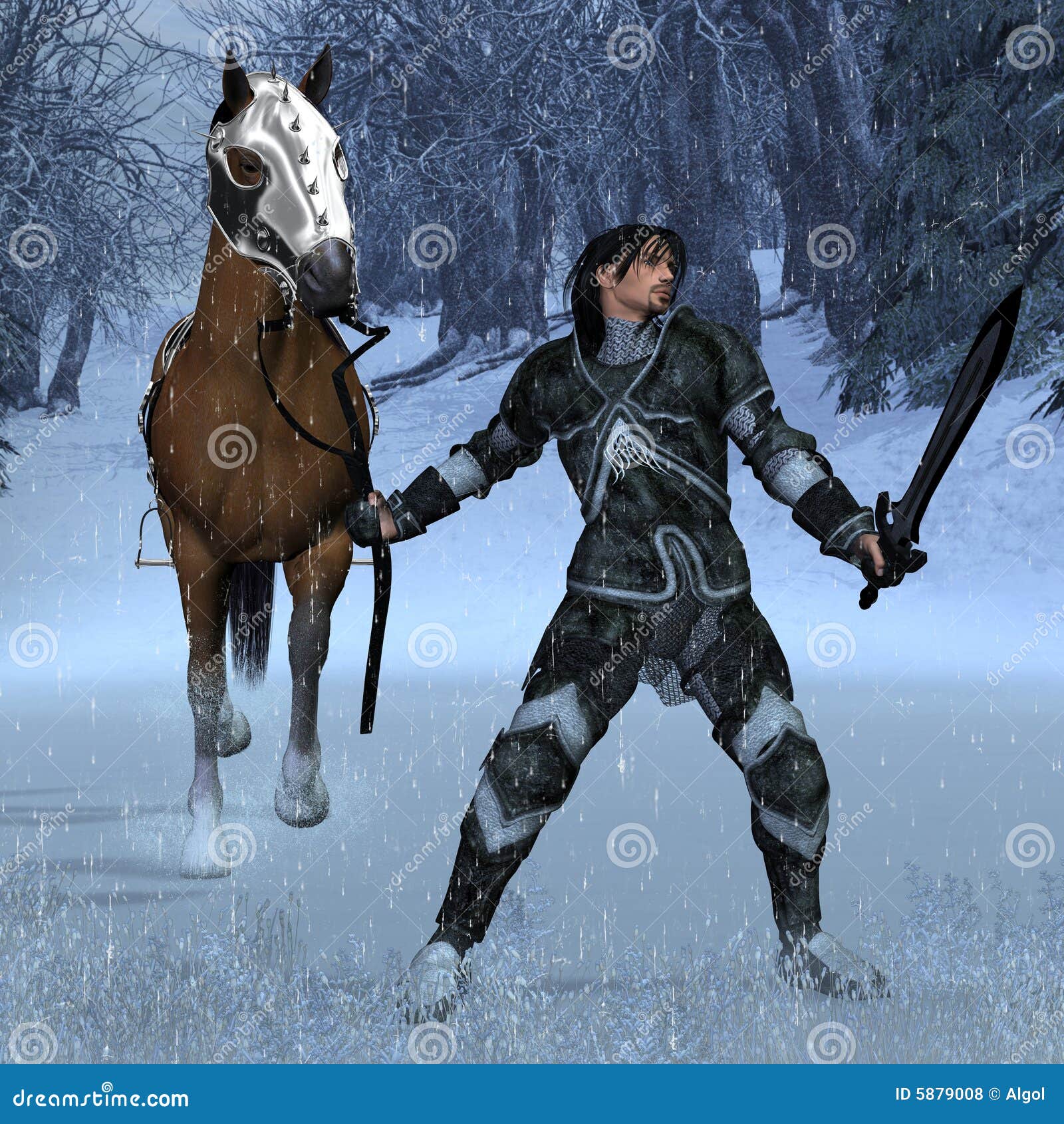 Winter Knight stock illustration. Illustration of snow - 5879008