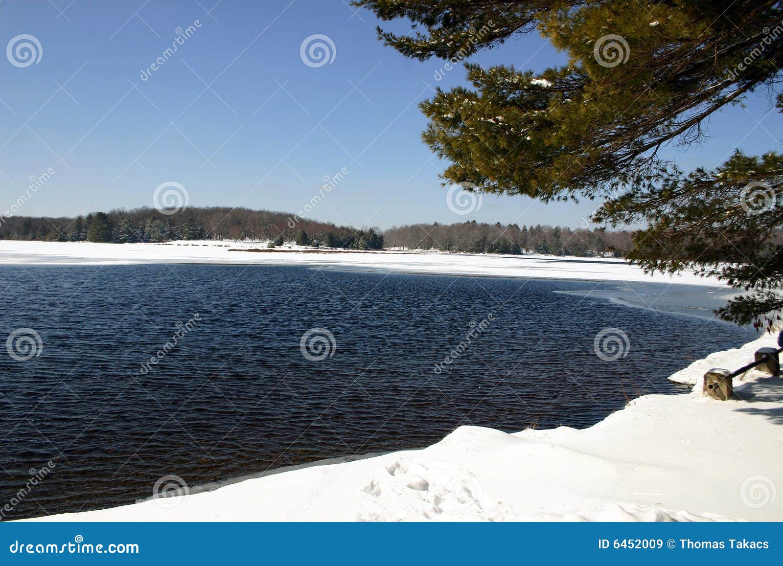 Winter Lake Scene stock image. Image of land, pocono, scene - 6452009