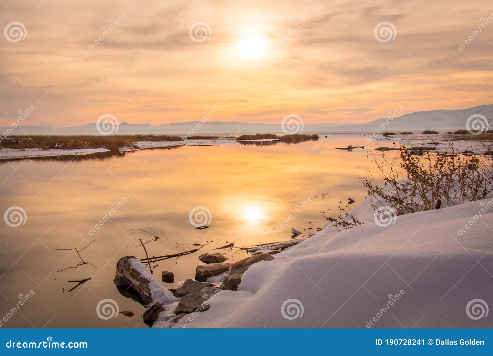 Winter Lake at Sunset stock image. Image of water, sunrise - 190728241