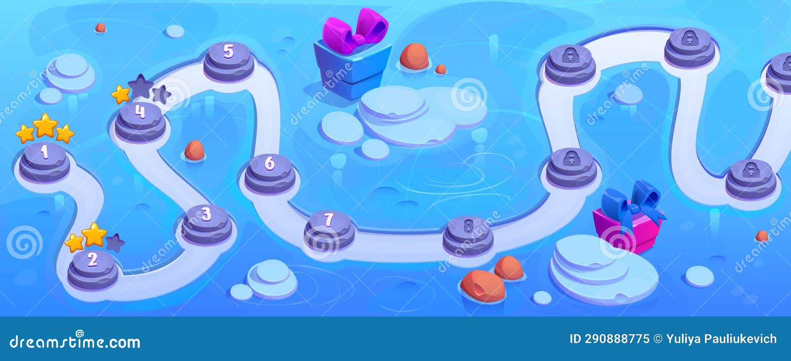 Winter Land Map for Game Level Interface Stock Vector - Illustration of ...