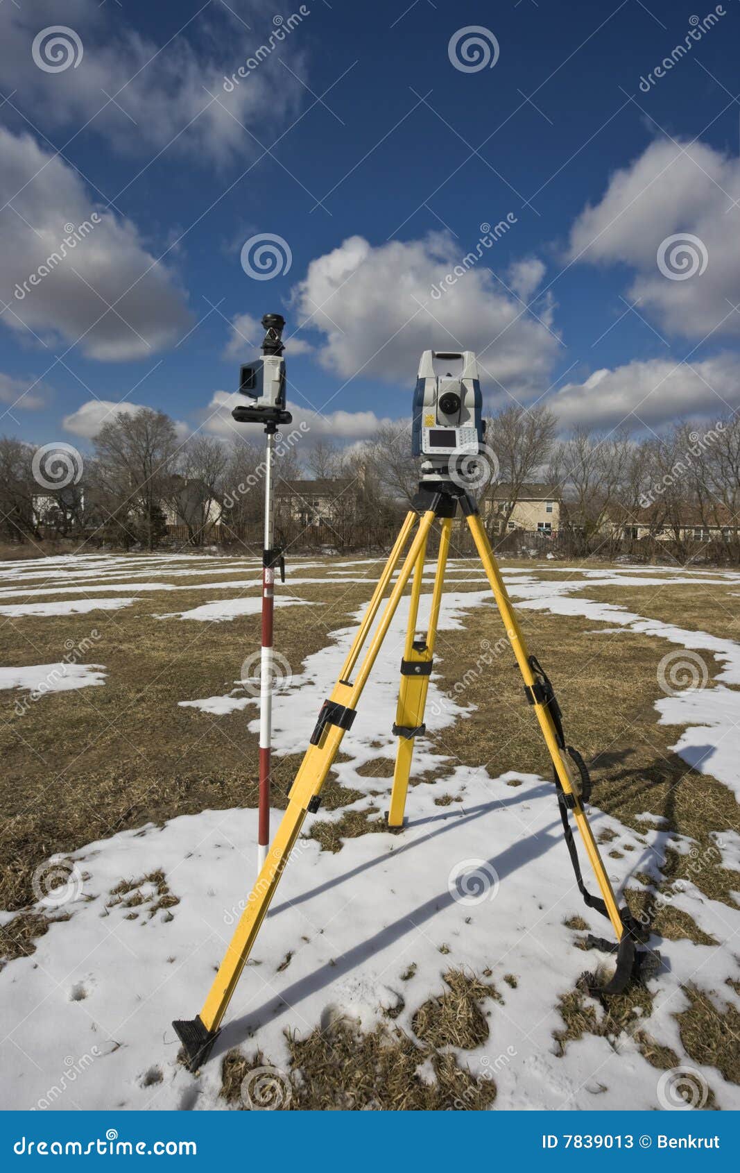 Winter land surveying stock image. Image of engineer, accuracy - 7839013