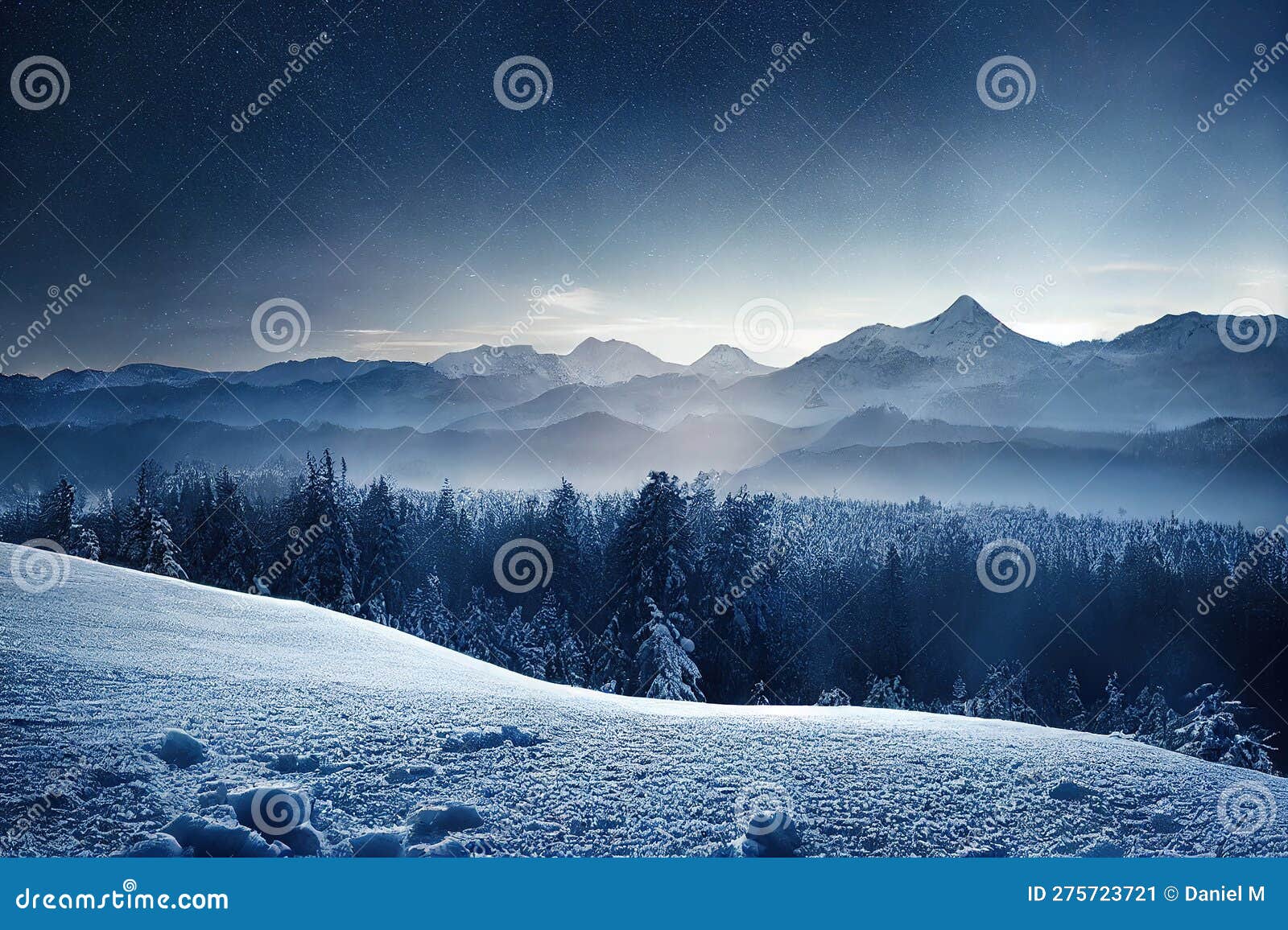 Winter Landscape of Alpine Snowy Forest Glowing by Sunlight. Stock ...