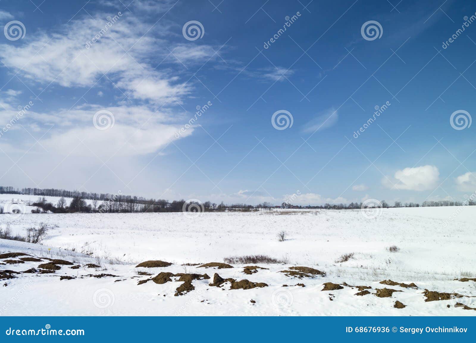 Winter Landscape on Background Blue Sky Stock Photo - Image of ...