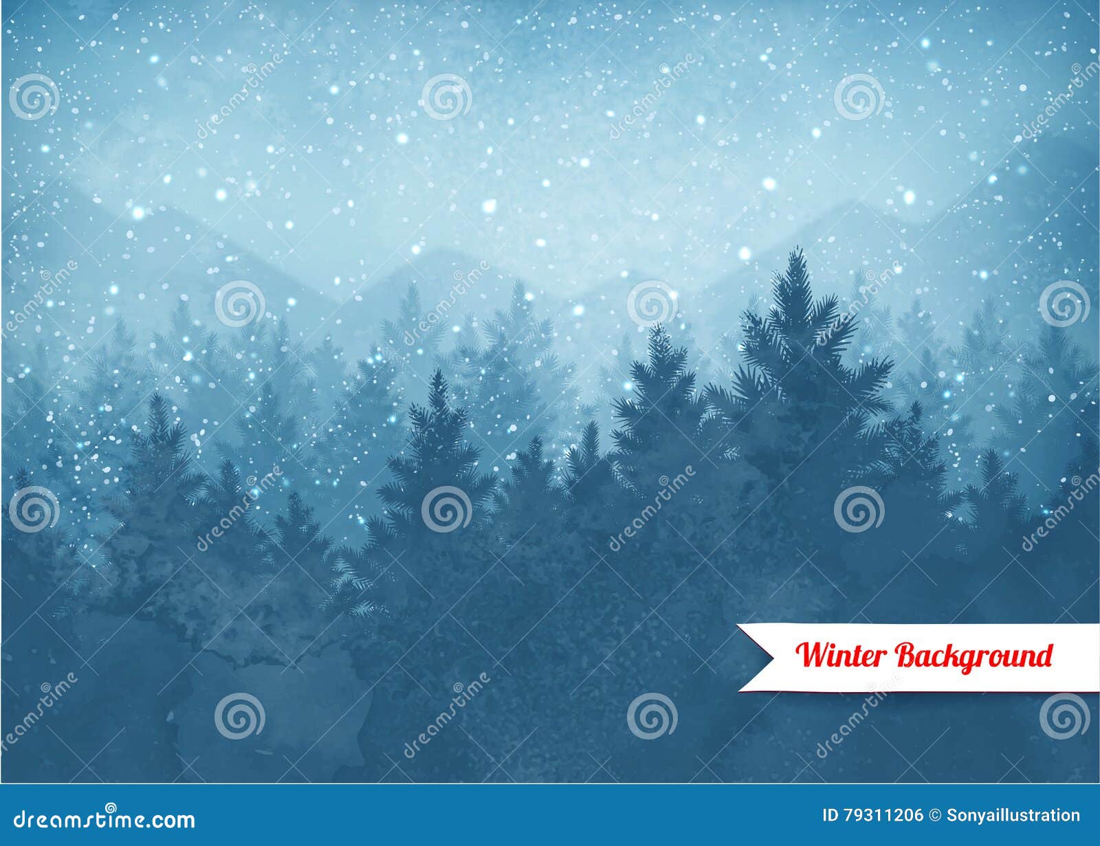 Winter Landscape Background Stock Vector - Illustration of forest ...