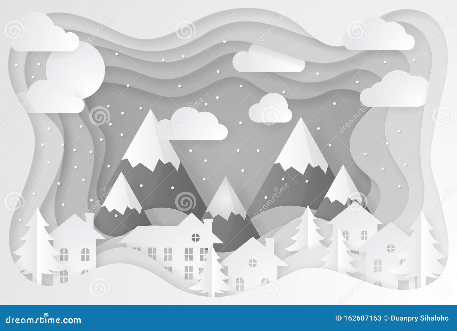 Winter Landscape Background. Papercut Vector Design Stock Vector ...