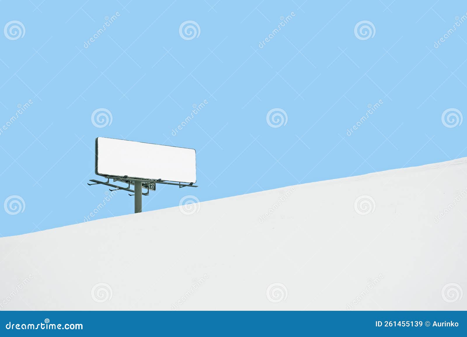 Winter Landscape with Blank Billboard on Blue Sky Background Stock ...